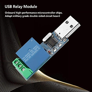Liyeehao MCU PC USB Control Relay Board, High-Performance Microcontroller Chips, Manual Operation, USB Control Relay Module, Silver Contact, Mount, 1A, 3 Terminals, 1 Second Jog