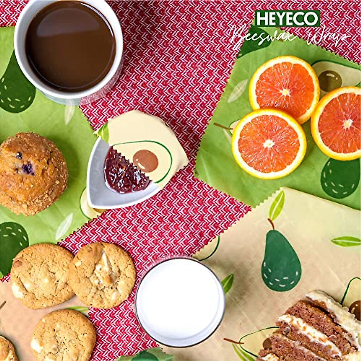 Beeswax Wrap 8 Pack, Reusable Beeswax Food Wraps, Organic Sustainable Food Storage, Cheese Sandwich Paper