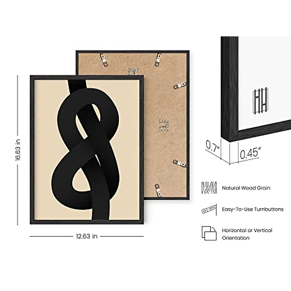 HAUS AND HUES Black and White Abstract Wall Art - Neutral Wall Art Modern Midcentury Modern Art | Black and White Artwork for Walls Modern Neutral Wall Decor Minimal Wall Art, Framed Beige – 12x16