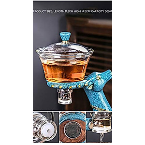 FKJYUF Automatic tea set Automatic tea maker Heat-resistant glass Kung Fu tea set Deer tea set Accompanied by a deer Teapot Coffee Juice cup Cup tea set、tea sets for women、tea sets, BLACK-MSTZ-M-001