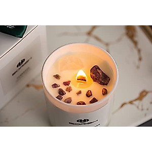 Organic Candles with Crystals Inside, Non Toxic Natural Candles, Crystal Candles for Home Scented, Juniper Lavender Aromatherapy Candle Gift for Women, Mothers Day Gifts, Mom Birthday Gifts