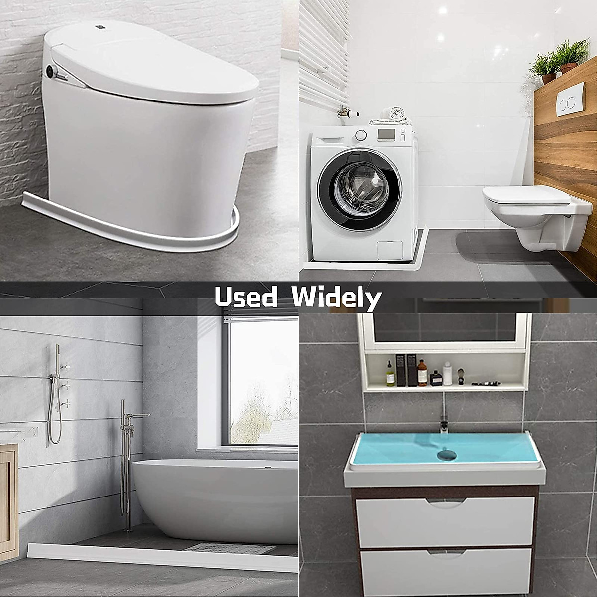 39 Inch Self-adhesive Collapsible Shower Threshold,Shower Water Barrier,Water Stopper Retention System Dry and Wet Separation for Bathroom Kitchen and More