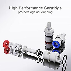 Bathroom Faucets for Sink 3 Hole, 8 inch Widespread Bathroom Faucet Matte Black Bath Faucet Brass 2 Handle Bathroom Sink Faucet with Pop Up Drain and Supply Hoses, 3 Hole Bathroom Faucet