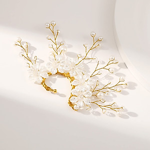 Yumikoo Handmade Elf Ear Cuff Fairy Flower Single Left Earring for Women