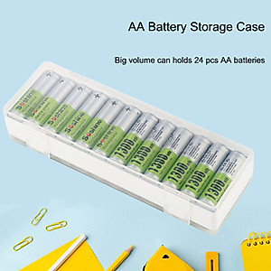 Soshine Battery Organizer Storage Box,Battery Holder Case for 24 pcs AA Batteries