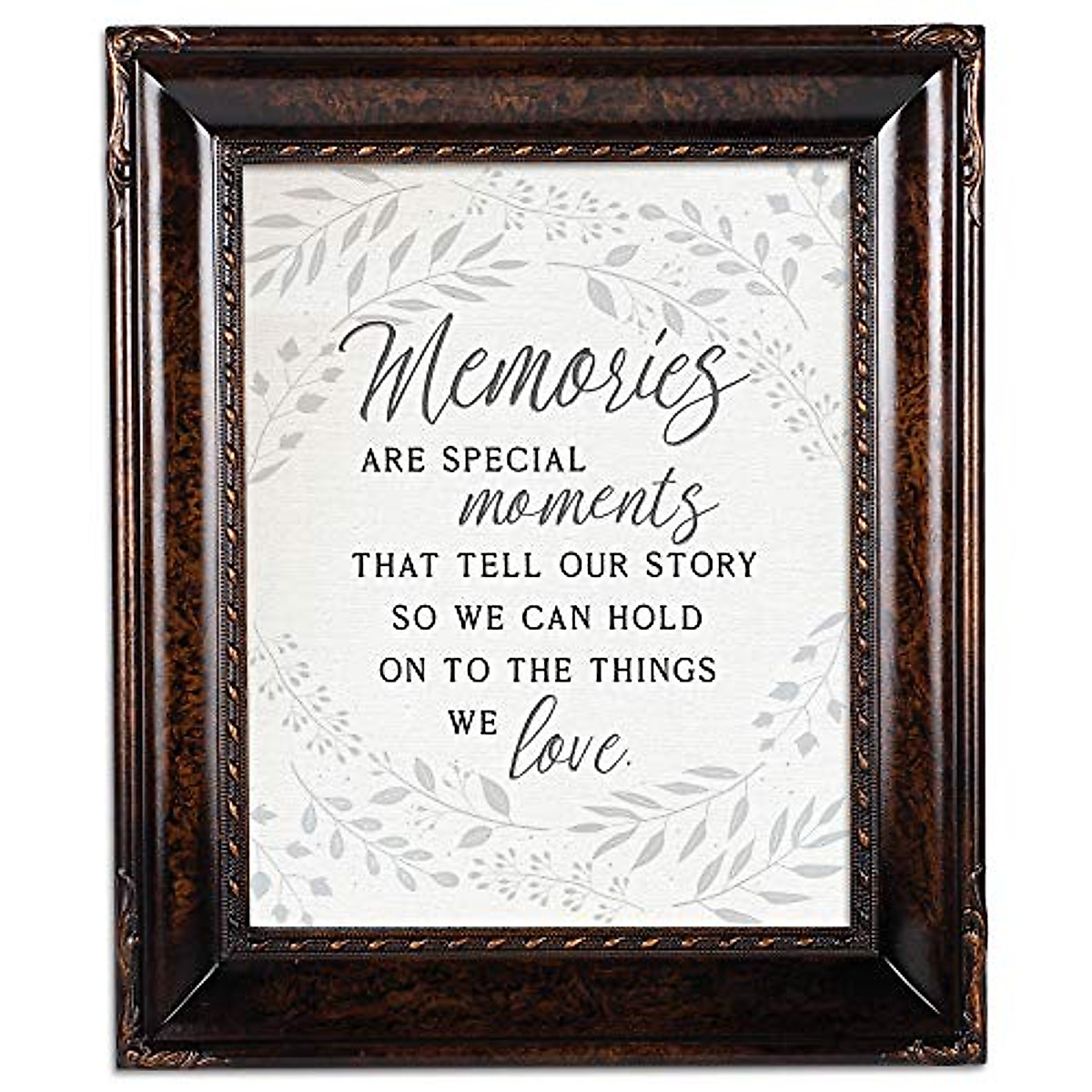Cottage Garden Memories are Special Moments Burlwood Rope Trim 8 x 10 Table Top and Wall Photo Frame