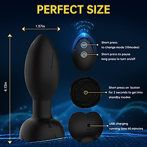 Anal Plug Vibrator with Remote Control Sex Toys for Men Women, Prostate Massager with 10 Rotation Vibration Modes, Adult Sex Toys Vibrating Butt Plug Anal Toys Vibrators Male Sex Toys Couple Pleasure