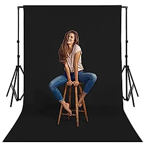 Black Backgrounds for Photography, 10 x 12 ft Polyester Chromakey Backdrop Cloth, Collapsible Solid Color Background for Photo Shooting, Streaming Live, Video Studio
