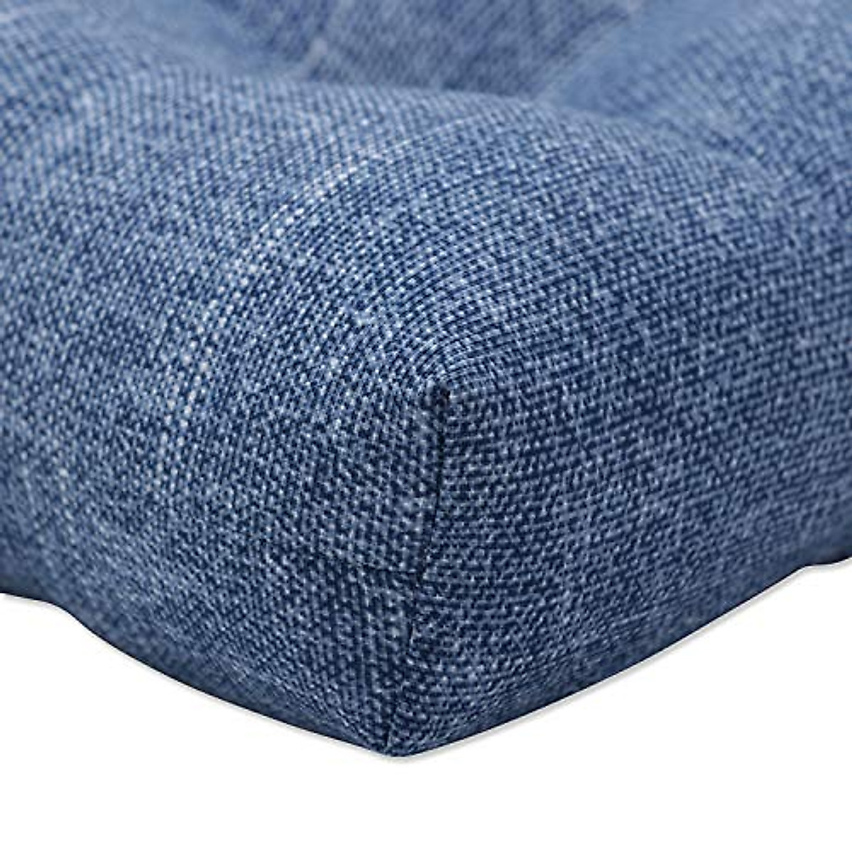 Pillow Perfect Tory Solid Indoor/Outdoor Wicker Patio Seat Cushion Reversible, Weather and Fade Resistant, Round Corner - 19" x 19", Blue, 2 Count