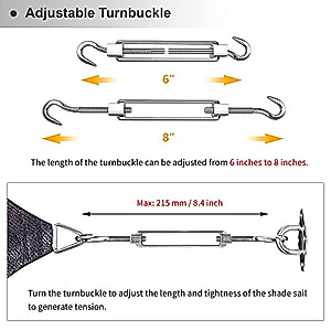Garden expert Shade Sail Hardware Kit with Nylon Coated Cable Wire, 304 Stainless Steel Installation Kit for Rectangle Triangle Sun Shade Capony for Outdoor Patio Garden