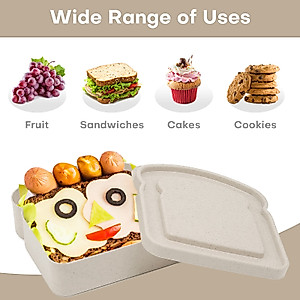 ATAMOW Sandwich Containers, 4 Pcs Sandwich Containers for Lunch Boxes with 10 Sheets Food Graffiti Stickers, Sandwich Box with Lid, BPA Free, Microwave & Dishwasher Safe(Beige