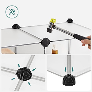 SONGMICS Cube Storage Organizer, Set of 12 Plastic Cubes, Closet Storage Shelves, DIY Plastic Closet Cabinet, Modular Bookcase, Shelving with Doors for Bedroom, Living Room, White ULPC342W01