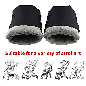 Stroller Fleece Hand Muff, Pram Pushchair Gloves Hand Gloves Waterproof Anti-Freeze Extra Thick Warm Winter Baby Stroller Gloves for More use with 1 Buggy Clip