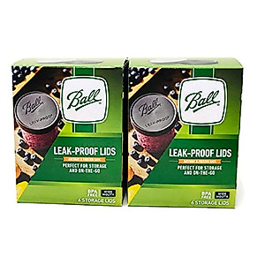 Ball Wide Mouth Storage Lid Leakproof 6 pk, Black, Airtight, Freezer Safe, Dishwasher Safe & BPA free (2)