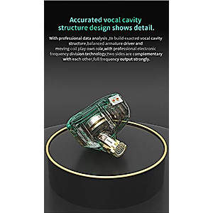 CVJ CSE in Ear Earbuds,1 Dynamic and 1 Balanced Armature CVJ Headphone, in Ear Headphone Extra Bass Earbuds with 2 Pin Detachable Cable for Church, Band Practise (Green Without Mic)