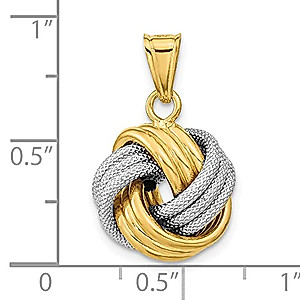 Avariah Gold 14k Two-Tone Polished Textured Love Knot Pendant - Made In Italy