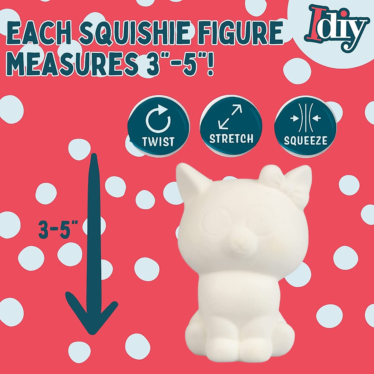 DIY Party Craft Kit Jumbo Blank Slow-Rising Squishies -12 Different 4-6" Designs -White Kawaii Sqwishy Toys for Painting, Soft Scented Stress Relief Art Crafts -Kids Holiday Birthday Activity Gift