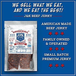 J&K Jerky Sugar-Free Original Beef Jerky - Real Premium Smoked Beef Jerky with Double Tenderness - Paleo & Keto Friendly - 7oz Big Bag of Jerky