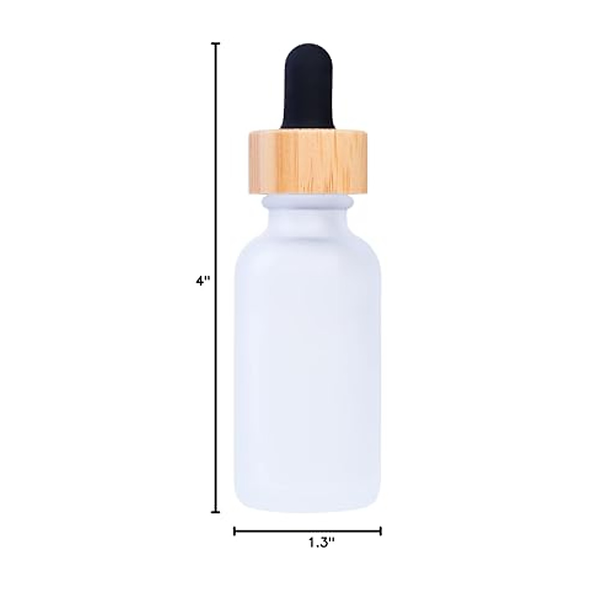 Focus Nutrition 24 Pack Clear Frosted Boston Round Essential Oils Aromatherapy Glass Bottles Jar With Black Bamboo Eye dropper cap, 1oz