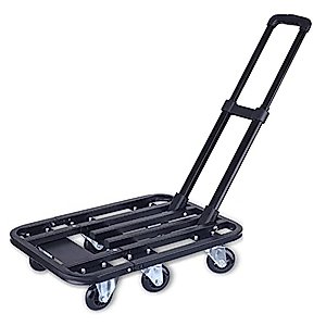 Generic Flatbed Hand Cart Lightweight Push Cart Moving Platform Hand Truck with Foldable Adjustable Handle for Easy Storage and 360 Degree Swivel Wheels Heavy Duty Flatbed Cart (Color : 200kg)