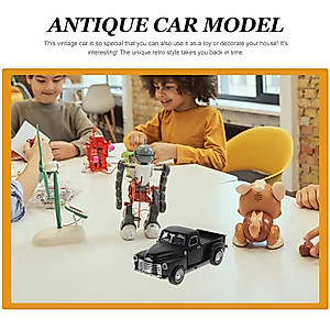 NUOBESTY Die Cast Pickup Truck Model Retro Alloy Car Model Metal Truck Model Black Car Toy for Christmas Party Table Decor Kids Toy