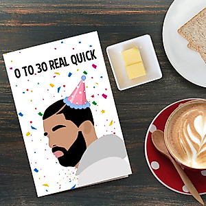 Qiliji Funny 30th Birthday Card for Men Women, Drake 30 Years Old Birthday Card, Happy 30th Bday Greeting Card, 0 To 30 Real Quick Birthday Card