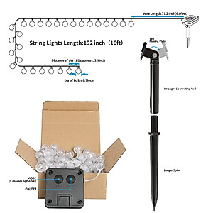 Abeden Solar String Light Outdoor,16ft 50LED Crystal Globe Lights,8 Modes Waterproof Bulb String Lights for Home,Garden,Patio,Wedding,Party Outdoor Wall Decoration