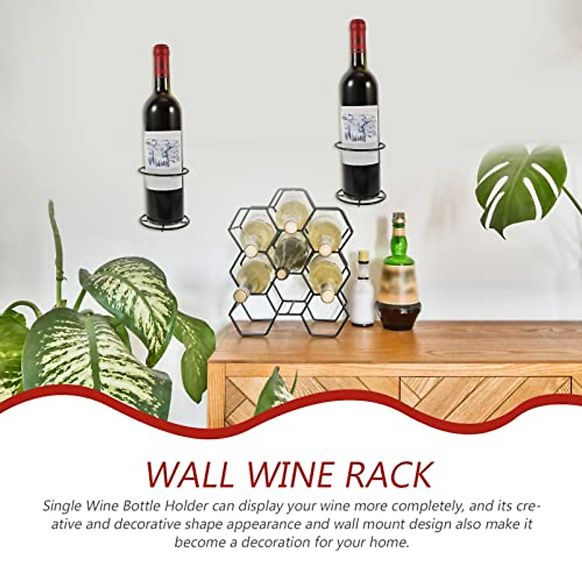 Hemoton Wall Mounted Wine Shelf 2Pcs Wall Wine Holder Wall Single Bottle Rack Wall Wine Rack Wine Storage Rack for Home Bar Wine Holder Wall Mounted