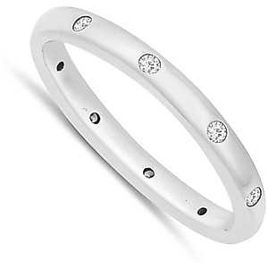 Clear CZ Classic Stacking Eternity Ring New .925 Sterling Silver Band Size 10