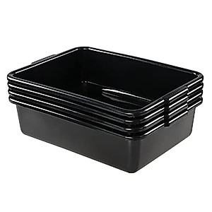 Jekiyo 4 Pack Black Small Commercial Bus Tub Box, 8 Liter Plastic Bus Tray