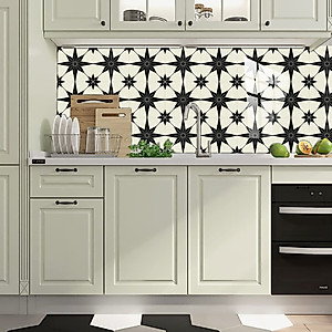 25 PCS Moroccan Style Tile Sticker, 4x4 Inch(10x10cm) Traditional DIY Murals, Tile Waterproof Oil Proof Removable Decals for Bathroom & Kitchen Backsplash (DS-01)