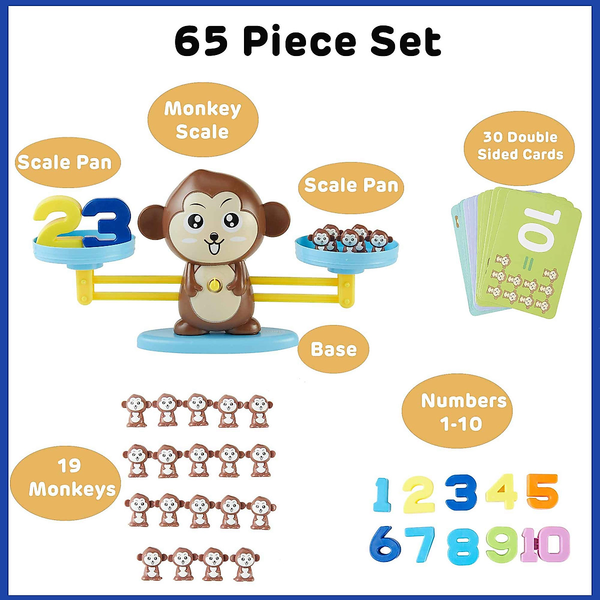 Dimple Monkey Balance Counting Educational Math Toy for Girls and Boys, STEM Toys for Ages 4 5 6 7 8 Year olds, Kindergarden Preschool Learning Numbers Toy, Kids Number Game
