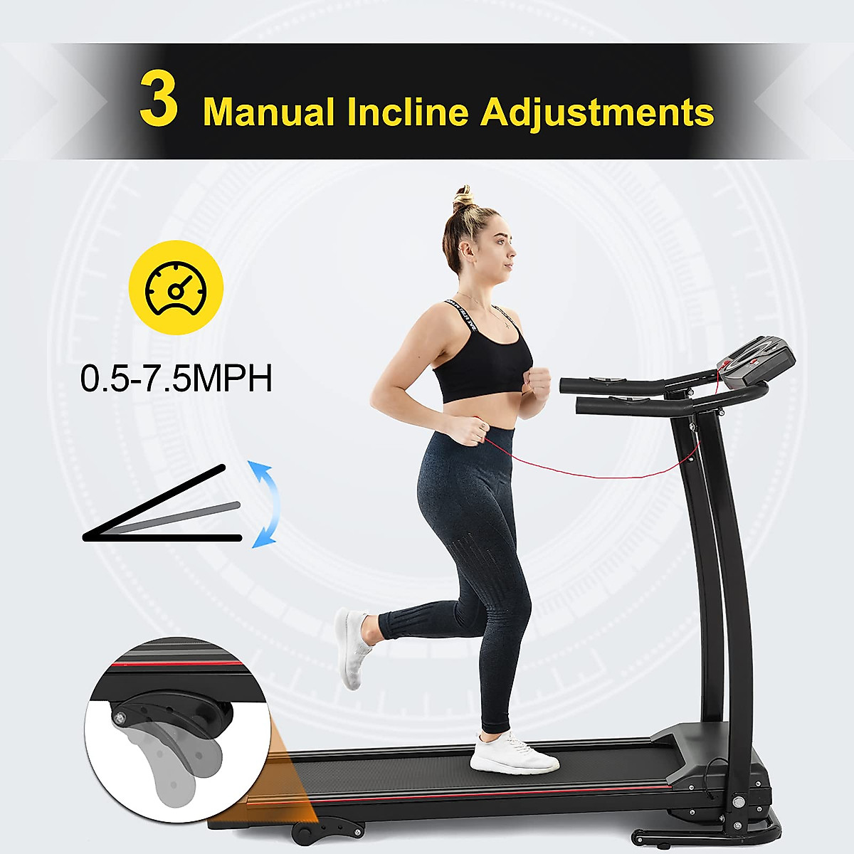 FYC Folding Treadmills for Home with Incline - 2.25HP Electric Foldable Treadmill, Easy Assemble Portable Running Walking Workout for Home Gym Saver Space, 265 LBS Weight Capacity