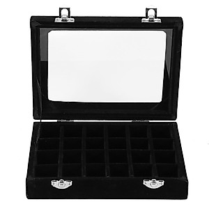 24 Grids Blank Nail Art Decorations Jewelry Rings Rhinestone Gemstone Beads Storage Box(Black)