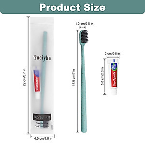 Tuciyke Disposable Toothbrush with Toothpaste Set Pack of 25,Straw Green Individually Wrapped Manual Travel Toothbrush Kit in Bulk Toiletries for Adults,Kids,Hotel,Homeless,Nursing Home,Charity