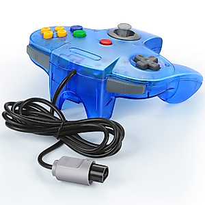 N64 Controller, FISUPER Wired Classic Game Controller Gamepad Joystick for N64 Console (Clear Blue)