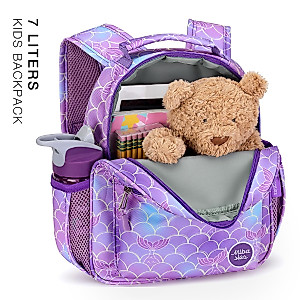 mibasies Toddler Backpack for Girls 2-4, Kindergarten Backpack for Girls, Mermaid Backpack for Preschool Daycare, Mini, Mermaid Tail
