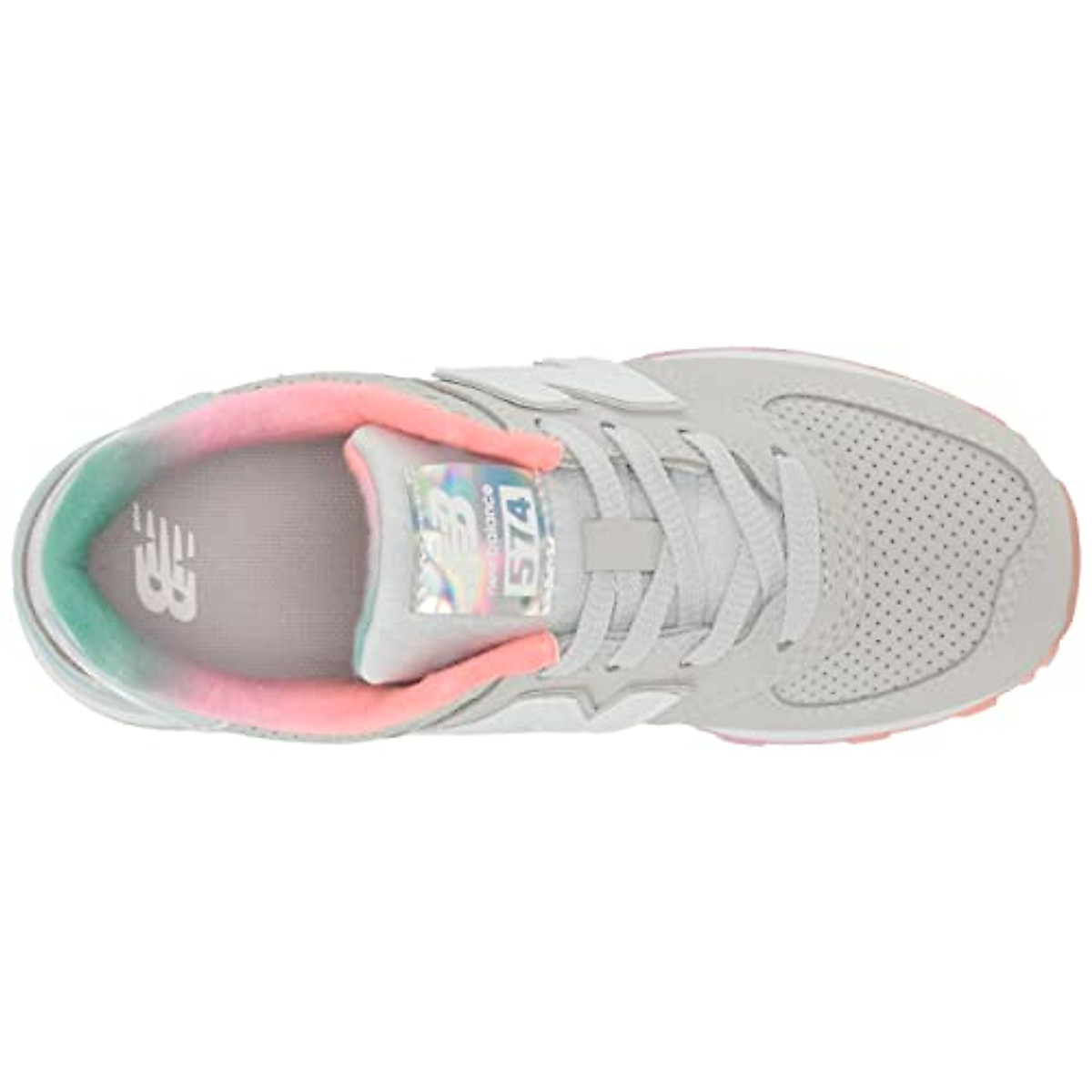 New Balance Kids 574 V1 70s Racing Lace-up Sneaker, Summer Fog/Lemon Haze/Uv Glo, 2.5 US Unisex Little