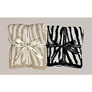 Luxury Sage Green Throw Blanket Knitted Ultra Soft Stripes Beige Blanket Zebra Pattern Air Feel Cozy Warm for Bed Sofa Couch in All Seasons