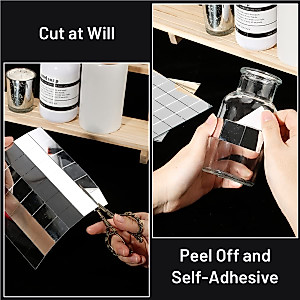 PP OPOUNT 432 Pieces Square Mosaic Tiles, 1 Inch Self-Adhesive Disco Ball Tiles, Real Glass Mirror Tiles for DIY Disco Balls, Mirror Frames, Table, Kitchen, Bathroom, Indoor Outdoor Decoration