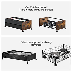 FOUCSSOMEI Under Bed Storage with Wheels, Under Bed Drawers On Wheels, Rolling Under Bed Storage with Metal Frame, for Clothes Shoes Blanket Toys, Patented Design