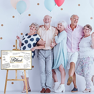 WATINC Retirement Party Jumbo Greeting Card, Writable Theme Party Large Guest Book Farewell Party Decor, Signature Official Congrats Retired Party Supplies Photo Booth Props, Gift for Office Colleague