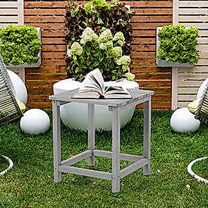 Outdoor Wooden Adirondack Patio Side Table, Cedar Wood Garden End Table, Coffee Table for Indoor or Outdoor