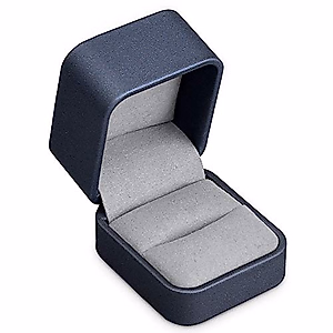Woodten Blue Round Corner PU Leather Proposal Ring Box Jewelry Ring Gift Box Jewelry Packaging Box