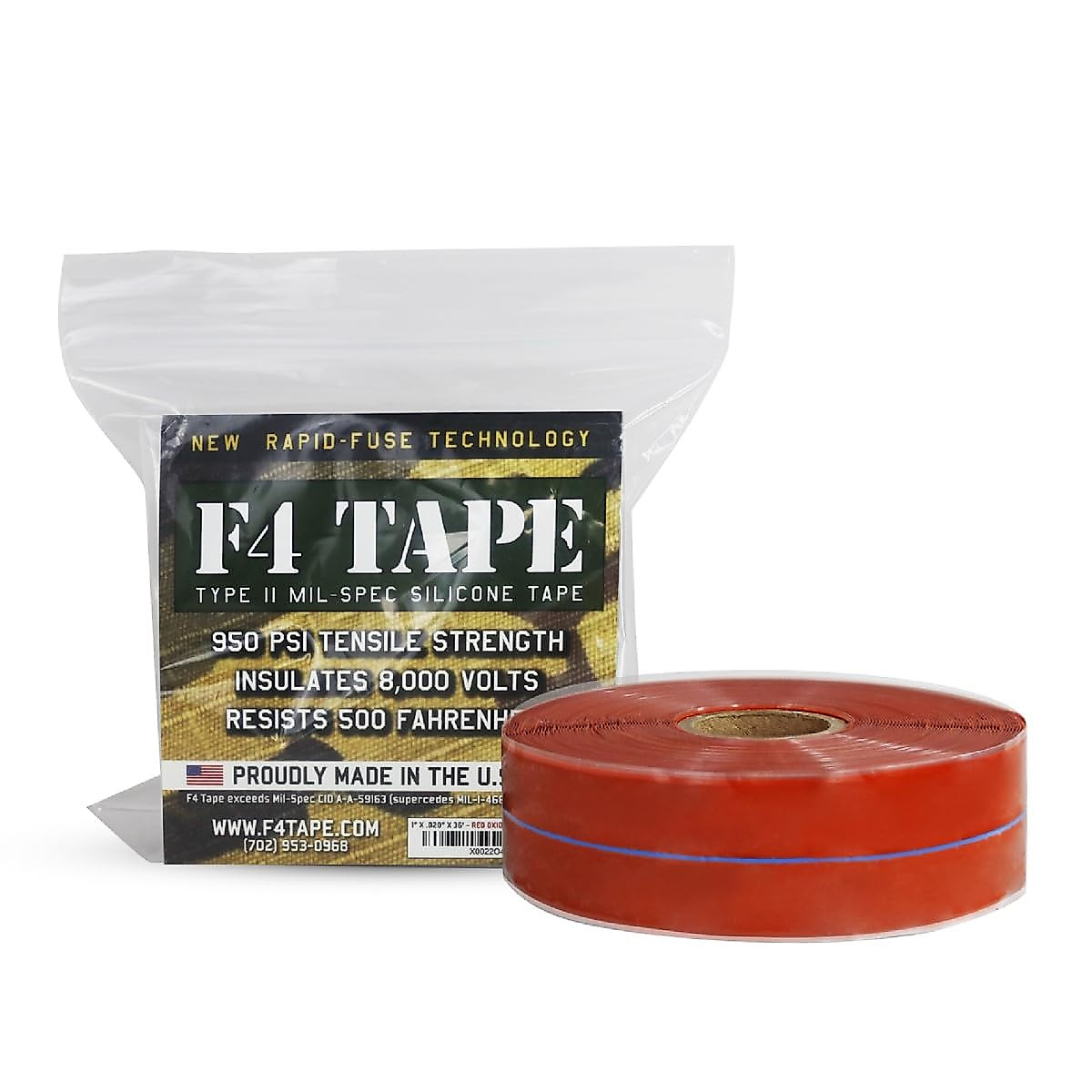Bond It F4 Emergency Self-Fusing Silicone Tape, Repair Plumbing Pipe & Radiator Hose Leak, Electrical Insulation, Permanent Bonding, Waterproof, 1" x 36' x 20mil, Red