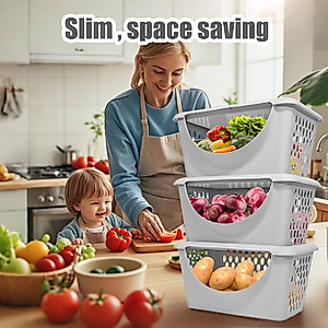 Leilifre Onion and Potato Storage Bins with Lid(176oz) 3 Set Onion Holder Storage, Potato Bins for Kitchen Pantry Storage Bins Basket for Kitchen Pantry Organizers