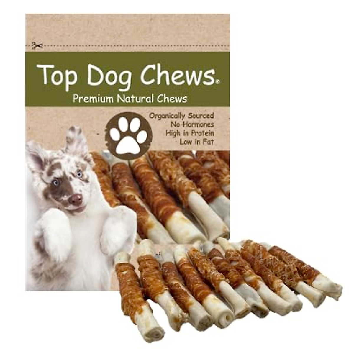 Top Dog Chews Chicken Wrapped Rawhide Rolls - All Natural Gluten Free Dog Treats - North American Made - 25 Pack (25 Pack, Chicken Wrapped)
