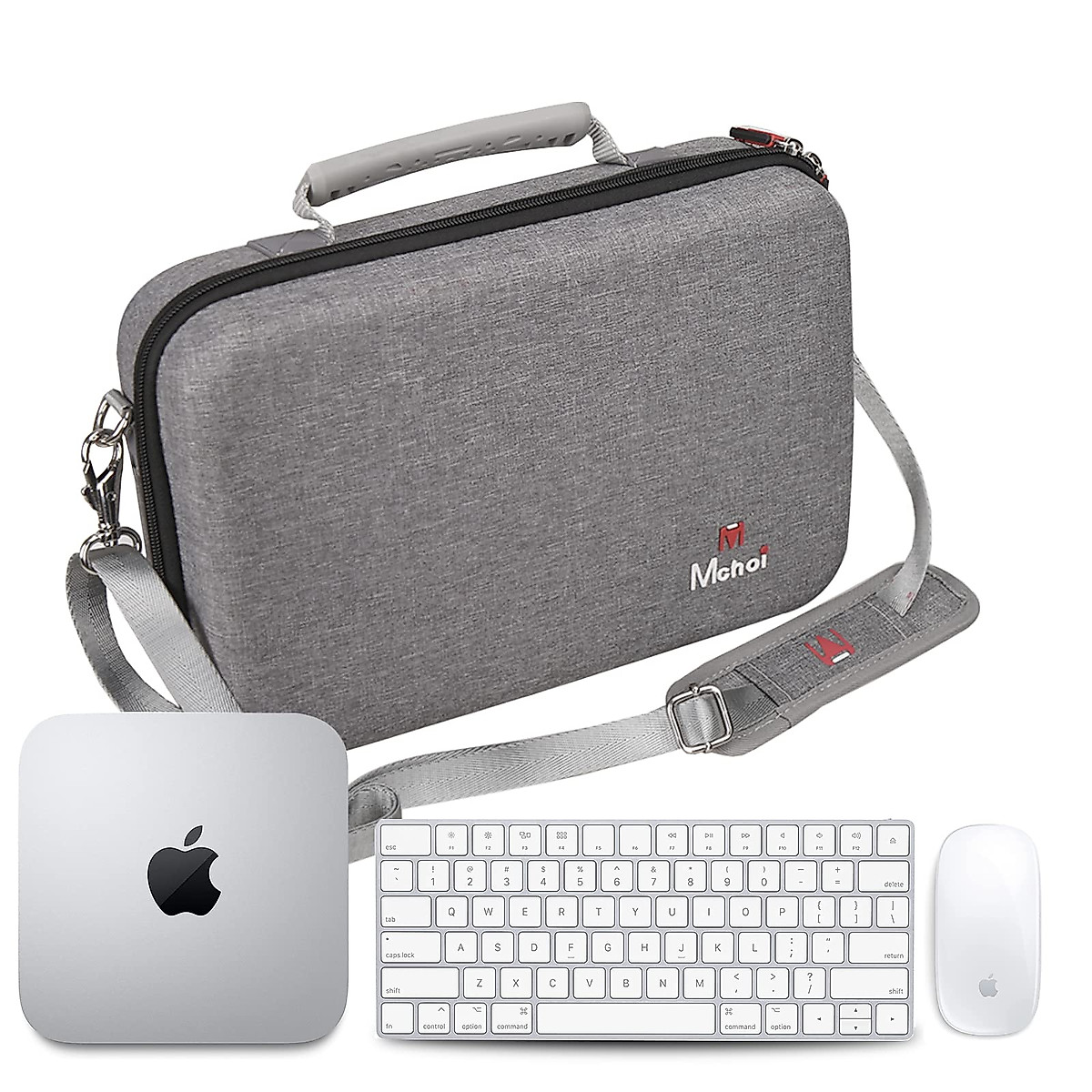 Mchoi Shockproof Carrying Case with Adjustable Shoulder Straps, for Apple Mac Mini M1 / Mac Mini M2, Apple Magic Keyboard & Magic Mouse, Case Only