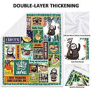 YunTu Sloth Throw Blankets Sloth Gifts for Women and Girls Sloth Lovers Super Soft Warm Sherpa Sloth Blankets for Kids and Adults