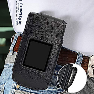 Case for Orbic Journey, Nakedcellphone [Black Vegan Leather] Form-Fit Cover with [Built-in Screen Protection] and [Metal Belt Clip] for Verizon Wireless Orbic Journey V/L Flip Phone ORB2200LBVZ